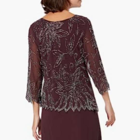 J Kara | Dresses | J Kara Plus Size Womens 34 Sheer Sleeve Floral ...